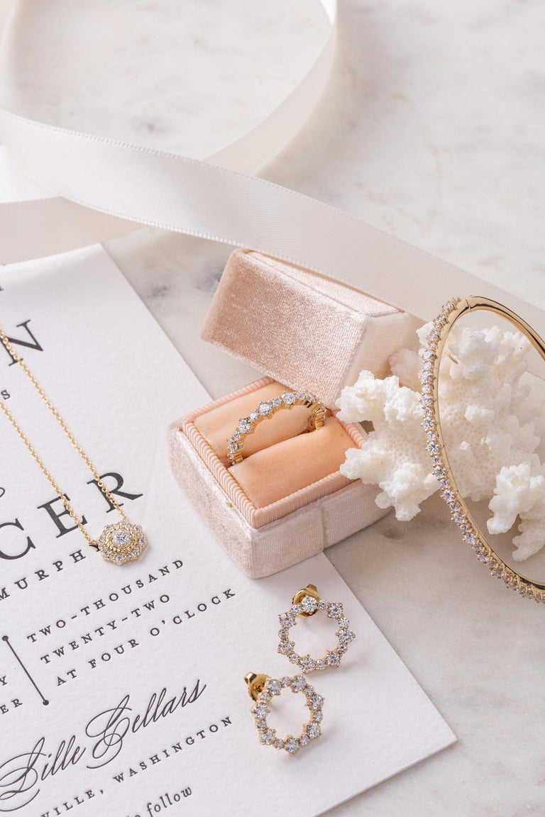 Diamond Ava Front Facing Hoops in 14K Yellow Gold For Sale at 1stDibs