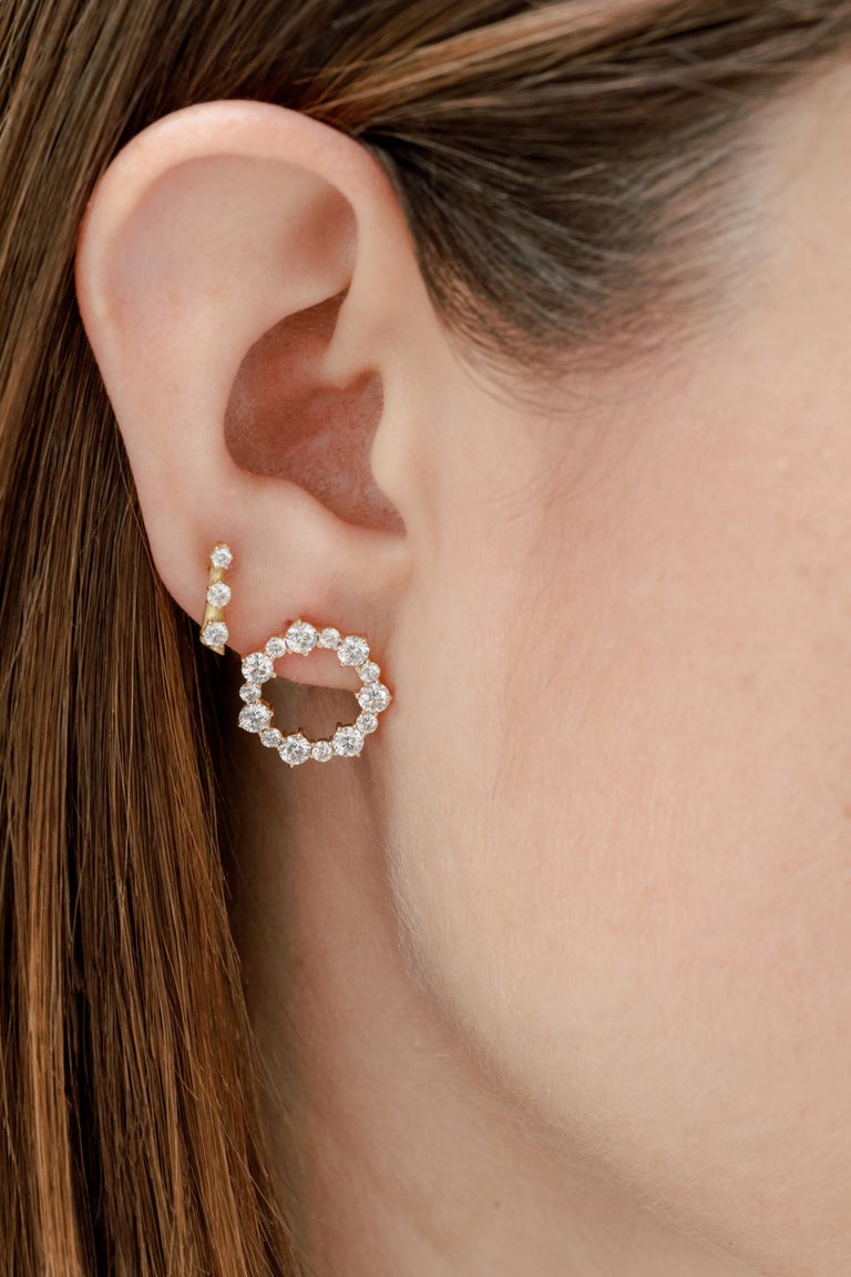 Diamond Ava Front Facing Hoops in 14K Yellow Gold For Sale at 1stDibs