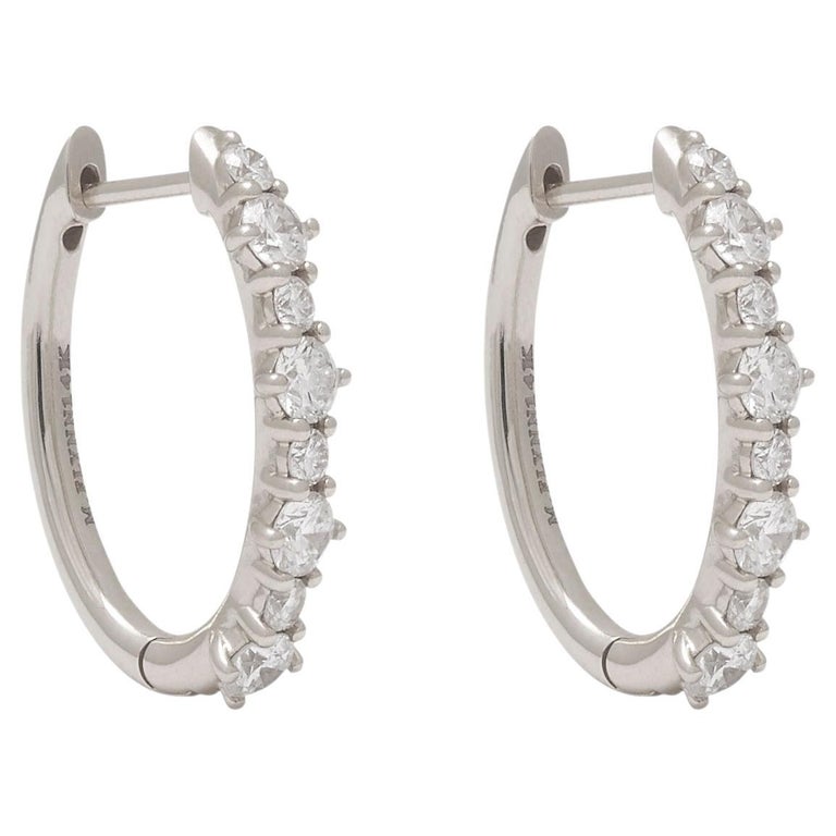 Diamond Ava Medium Hoops in 14K White Gold For Sale at 1stDibs