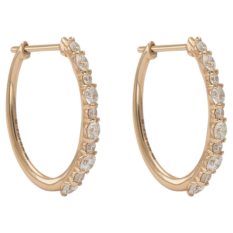 Diamond Ava Medium Hoops in 14K Yellow Gold For Sale at 1stDibs