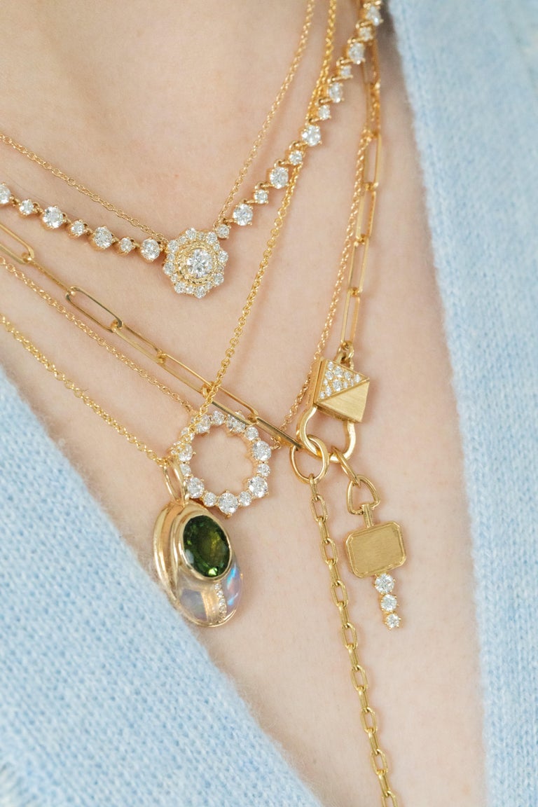 Diamond Ava Riviera Necklace 14k Yellow Gold For Sale at 1stDibs