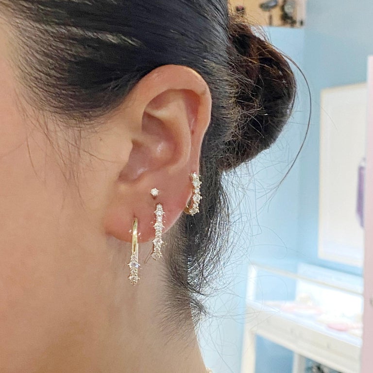 Diamond Ava Small Hoops in 14K Yellow Gold For Sale at 1stDibs