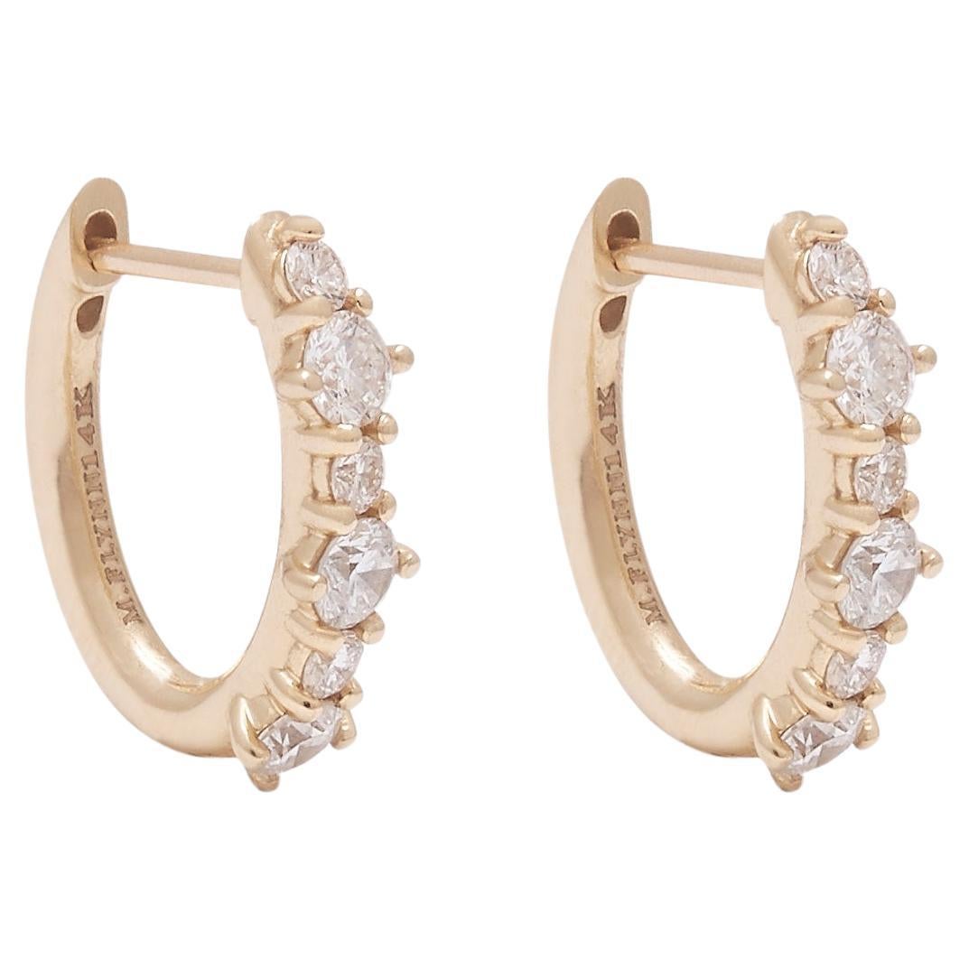 Diamond Ava Small Hoops in 14K White Gold For Sale at 1stDibs