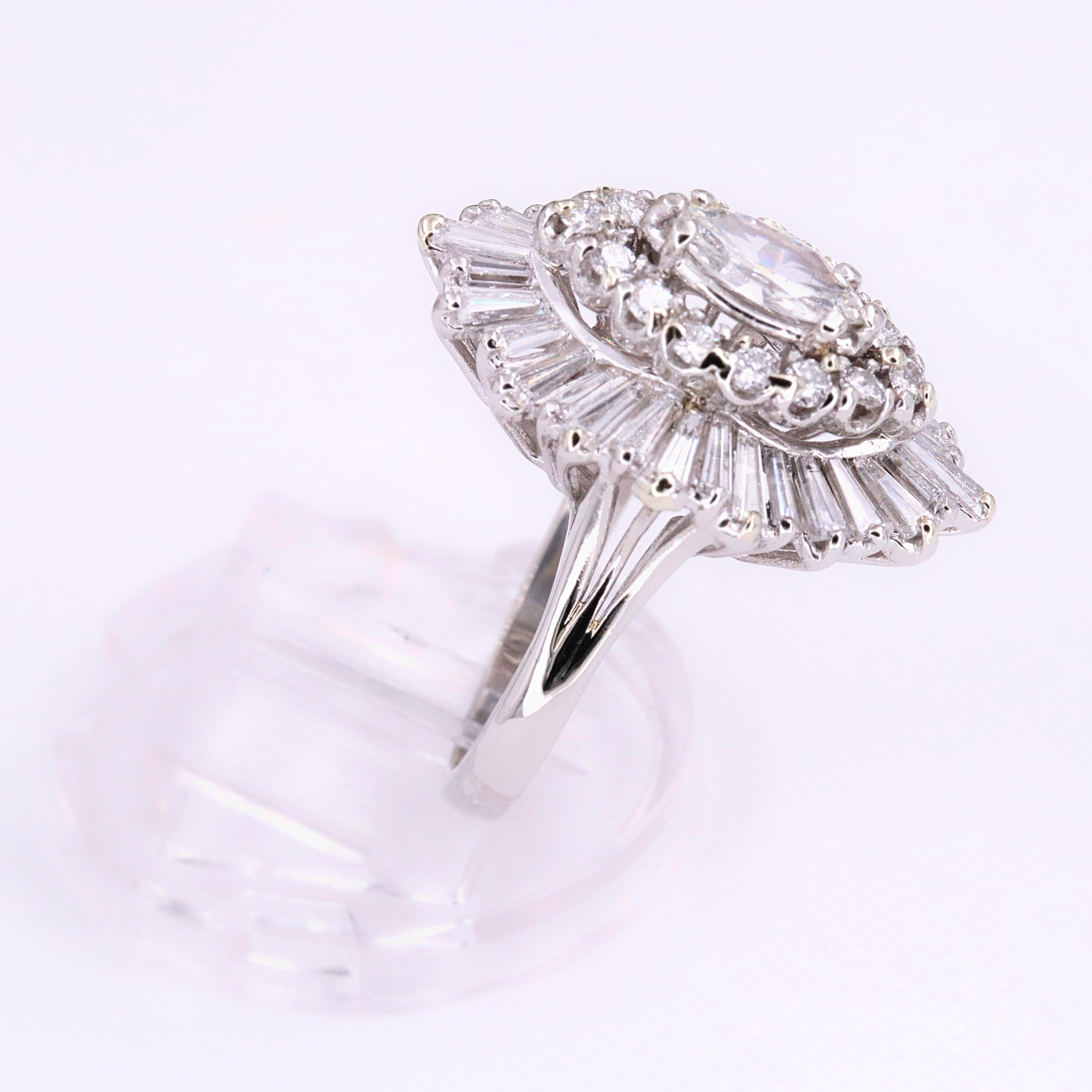 Diamond Ballerina Cocktail Ring 3.25 Carat in Platinum For Sale at ...
