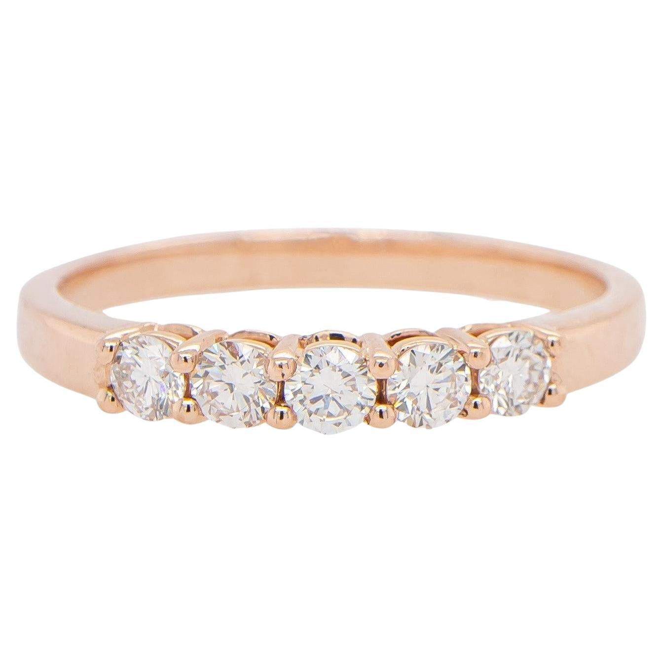 Diamond Band Ring 0.5 Carats 10K Rose Gold For Sale at 1stDibs