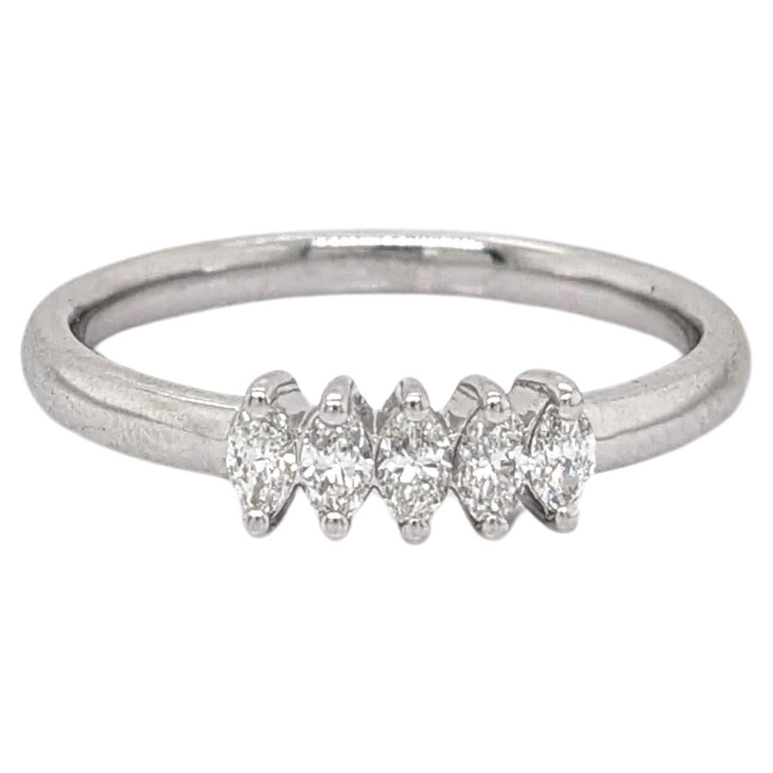 Diamond Band Ring w Earth Mined Diamonds in Solid 14K Gold Marquise 3.5x2mm For Sale at 1stDibs