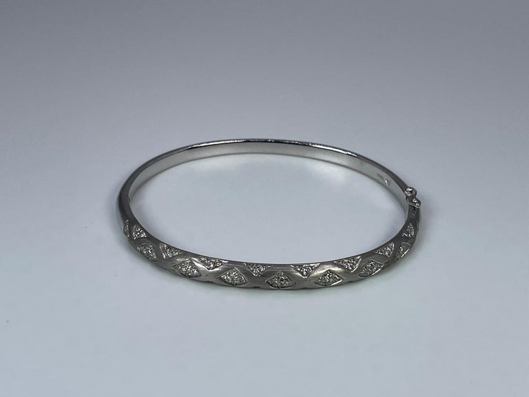 Diamond Bangle Bracelet Pave Bangle Bracelet Rare Matte Finish 0.55ct ...