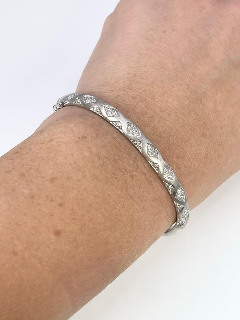 Diamond Bangle Bracelet Pave Bangle Bracelet Rare Matte Finish 0.55ct ...