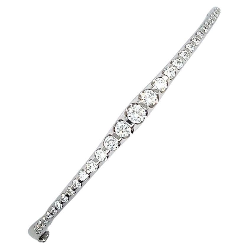 Diamond Bangle Set with Round Brilliant Cut Diamonds in 18ct White Gold ...