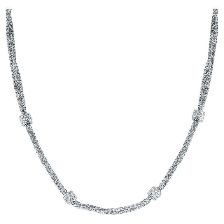 18k White Gold 1.34ct Diamond Bead Chain For Sale at 1stDibs