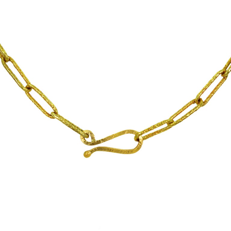 Diamond Beaded 22 Karat Gold Chain Link Necklace For Sale at 1stDibs