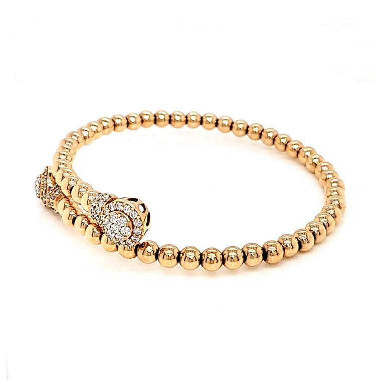 Diamond Beaded Flexible Bangle Bracelet For Sale at 1stDibs