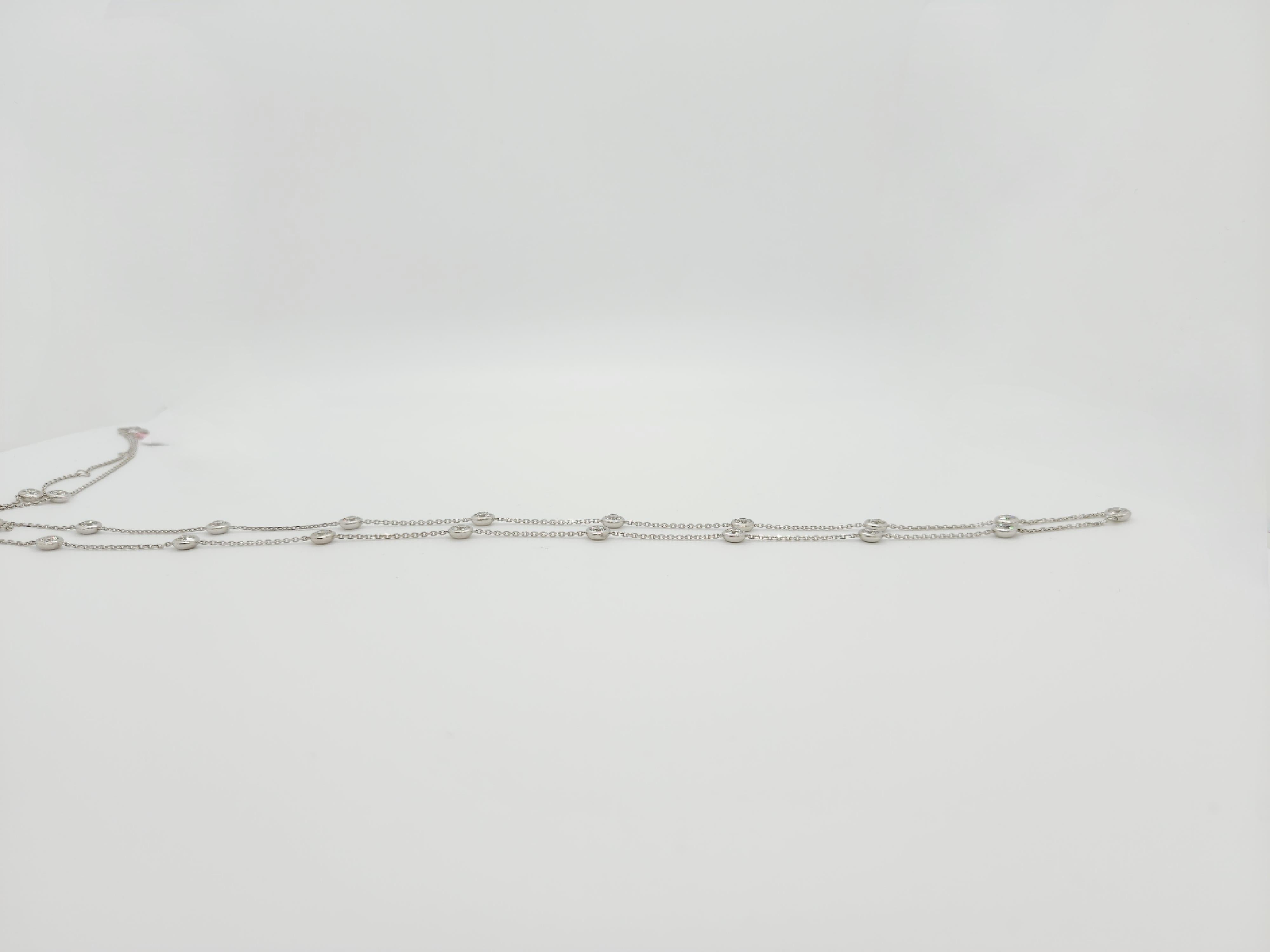 Diamond Bezel Chain Necklace For Sale at 1stDibs