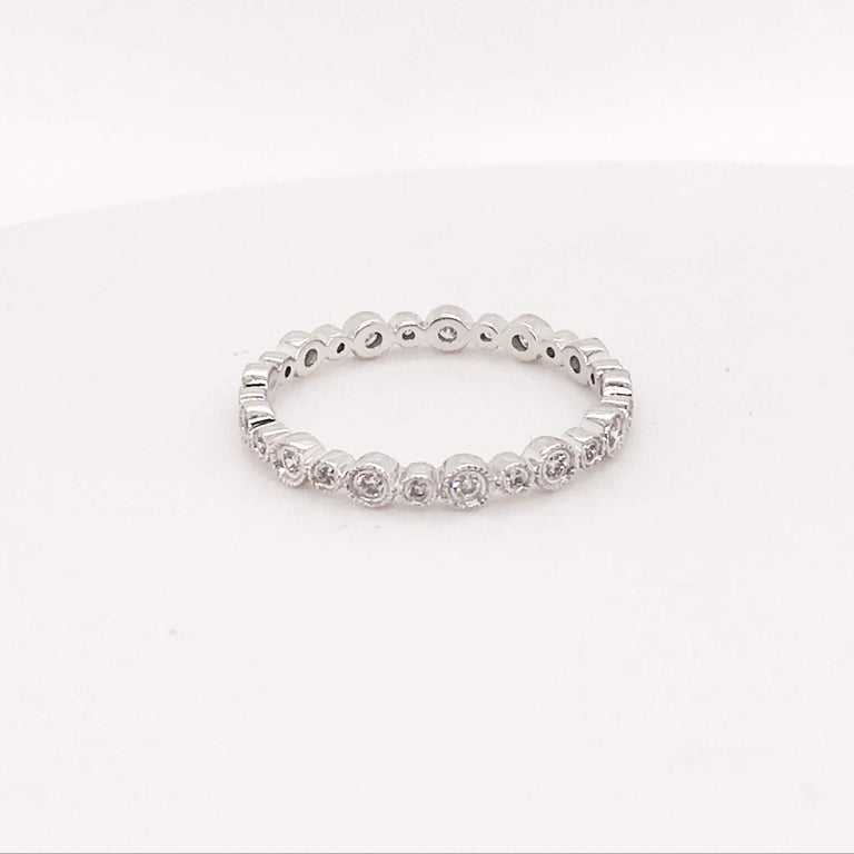 Diamond Bezel Eternity Band 14K White Gold Multi Size Round Diamond ...