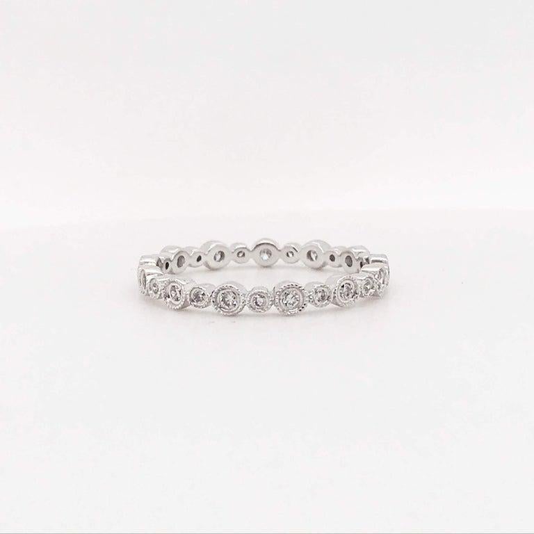 Diamond Bezel Eternity Band 14K White Gold Multi Size Round Diamond ...