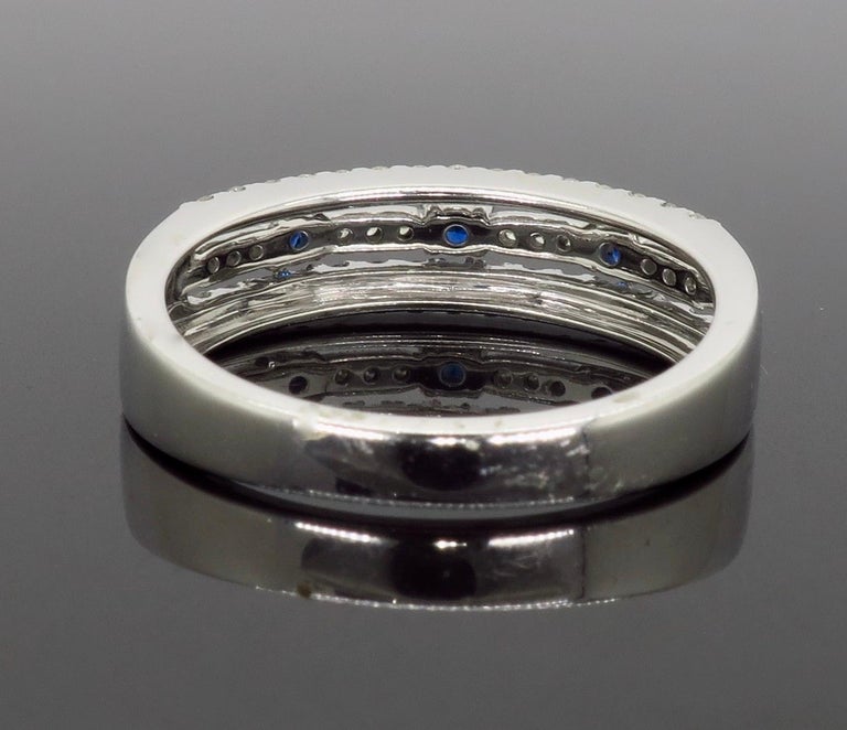 Diamond and Blue Sapphire Negative Space Band Ring at 1stDibs