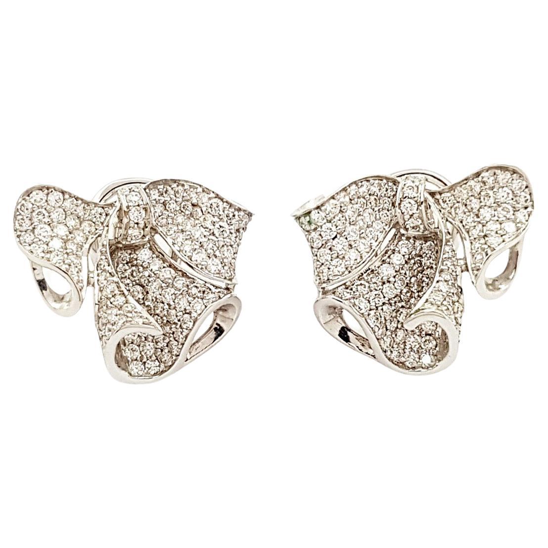 Diamond Bow Earrings set in 18 Karat White Gold Settings For Sale at ...