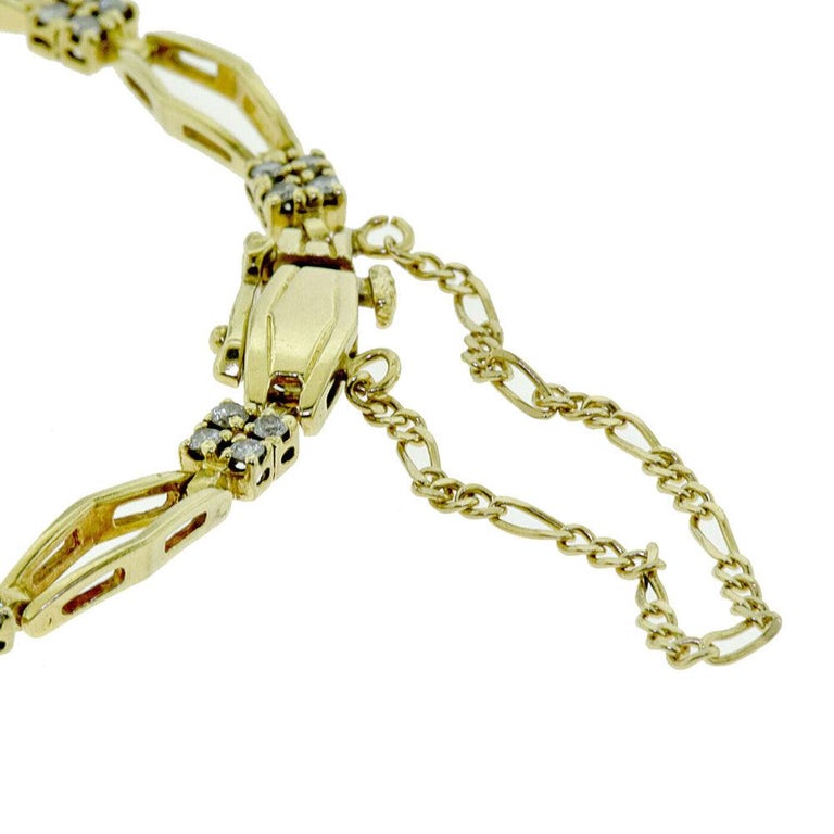 Diamond Box Chain Double Link Yellow Gold Bracelet at 1stDibs