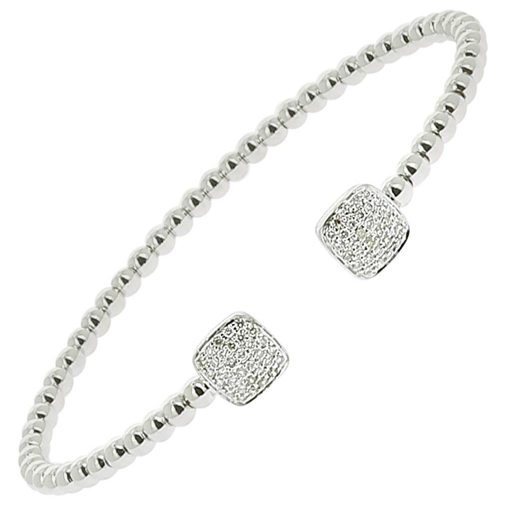 Hammered White Gold Cuff with Diamonds For Sale at 1stDibs