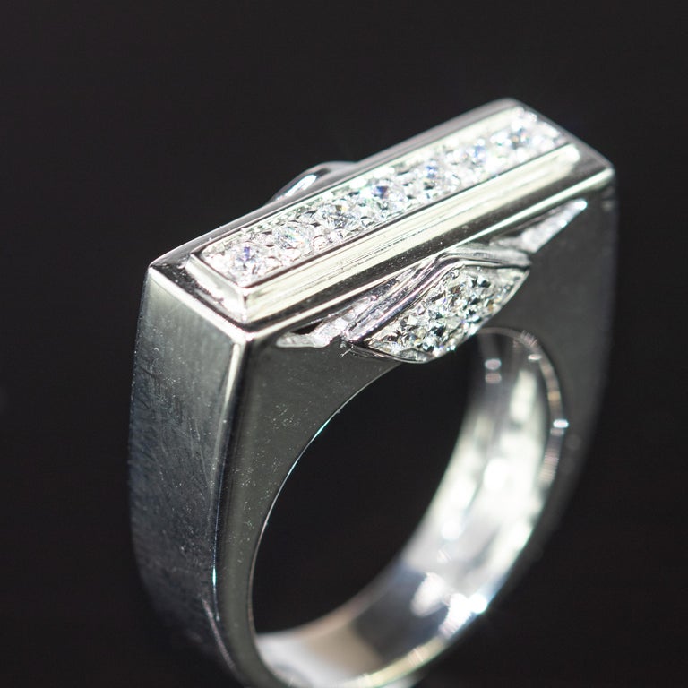 Diamond Brilliant Cut 18 Karat White Gold Cluster Italian Geometric ...