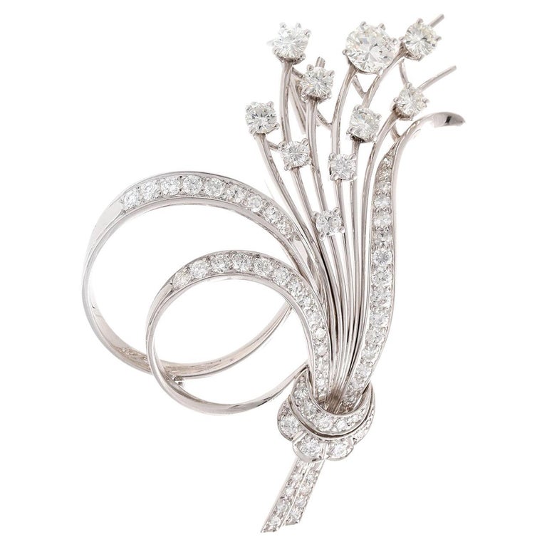 Diamond Brooch For Sale at 1stDibs