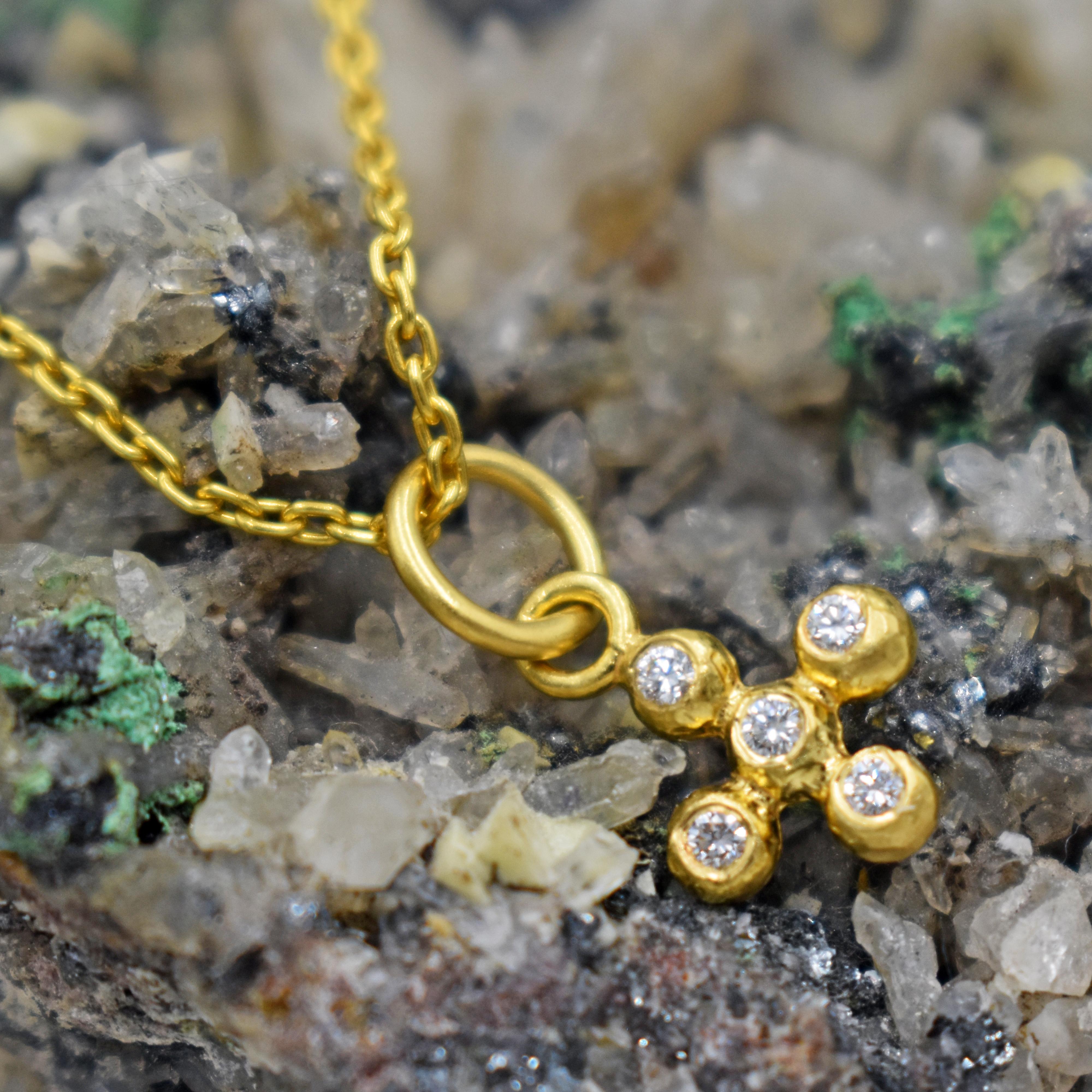 Diamond Bubble Cross 22 Karat Gold Pendant Necklace at 1stDibs | bubble ...