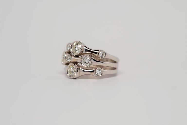 Diamond Bubble Ring Set in 14K White Gold, 1.38 Carats For Sale at 1stDibs