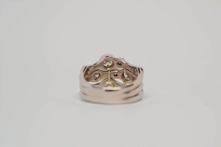 Diamond Bubble Ring Set in 14K White Gold, 1.38 Carats For Sale at 1stDibs