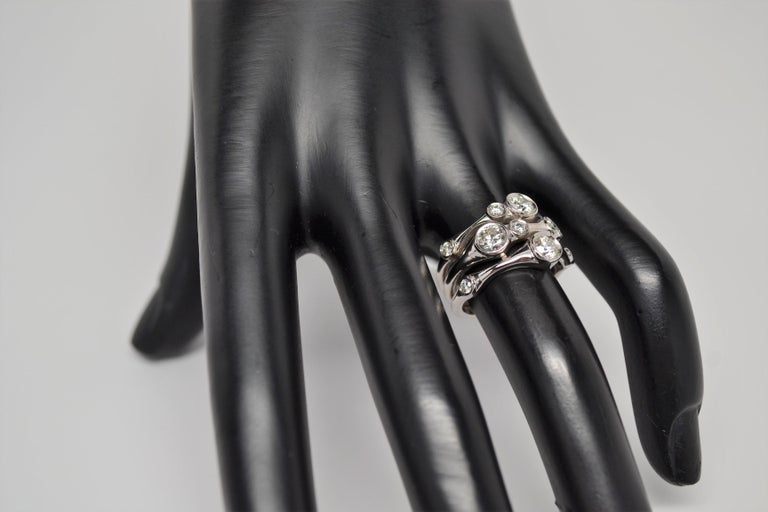 Diamond Bubble Ring Set in 14K White Gold, 1.38 Carats For Sale at 1stDibs