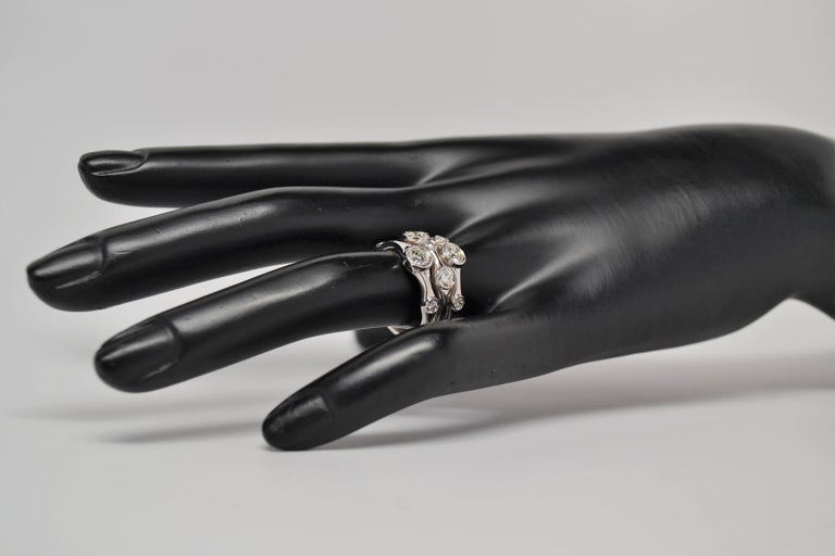 Diamond Bubble Ring Set in 14K White Gold, 1.38 Carats For Sale at 1stDibs