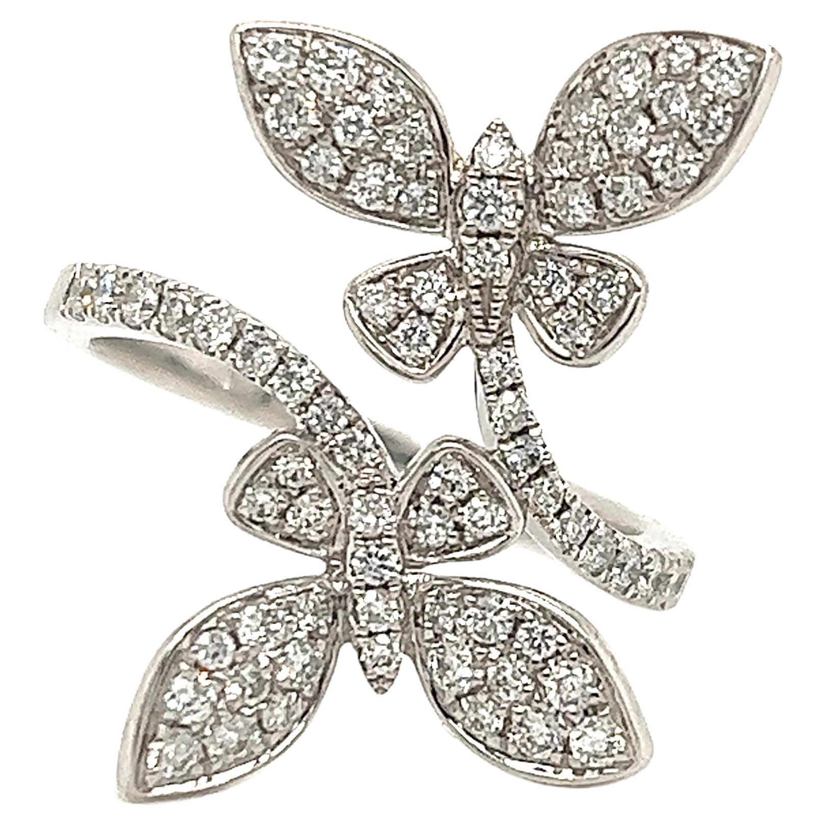 Pave Diamond Butterfly Ring For Sale at 1stDibs