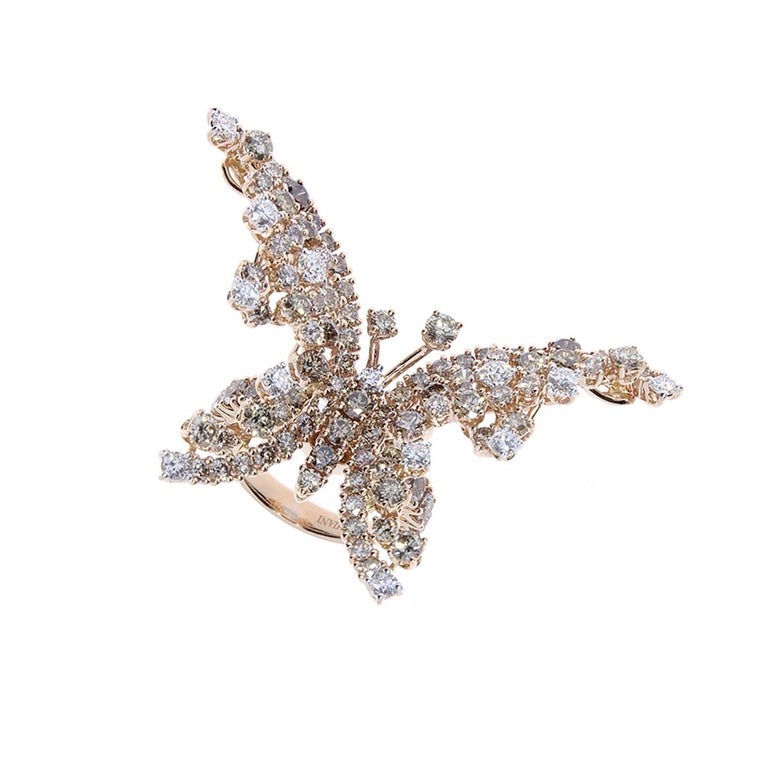 Diamond Butterfly Diamond Ring For Sale at 1stDibs