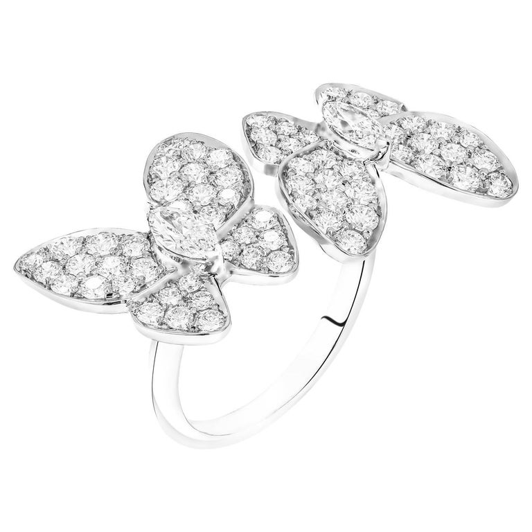 Diamond Butterfly Ring in 18K White Gold at 1stDibs