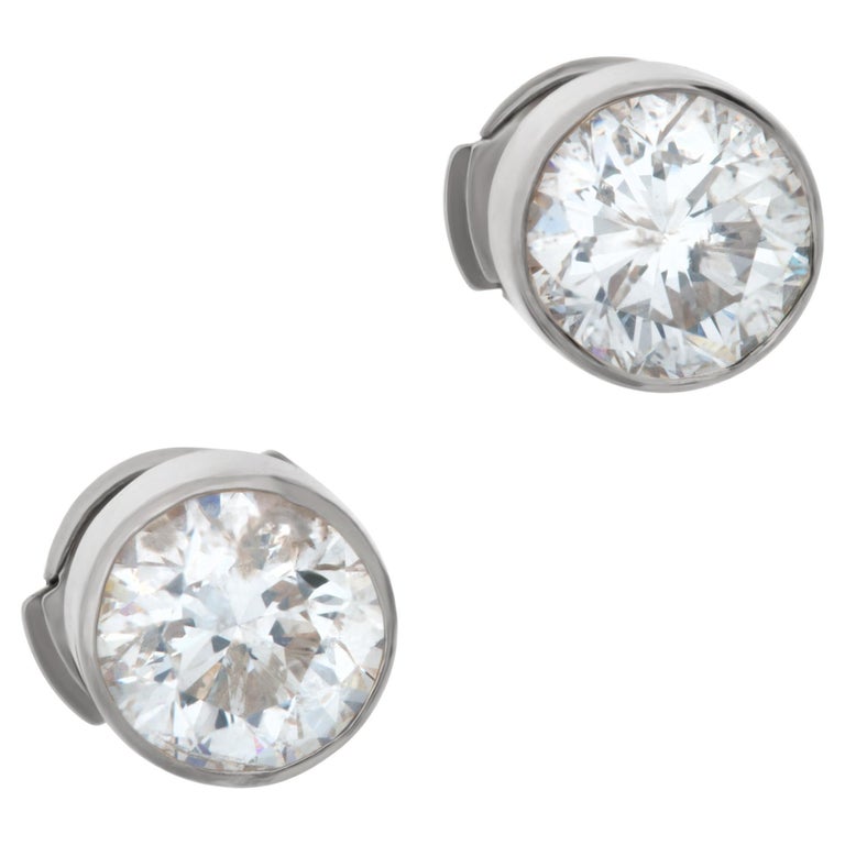 Diamond button studs bezel set 1 carat each For Sale at 1stDibs