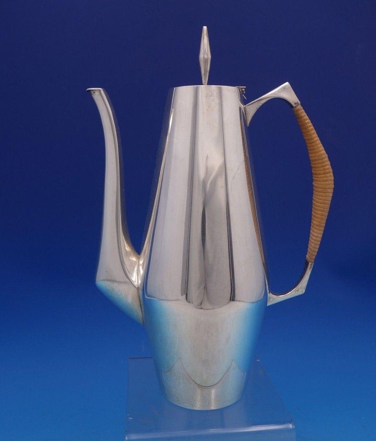 Diamond by Reed and Barton Sterling Silver Tea Set 3pc w/ Rattan Handle ...