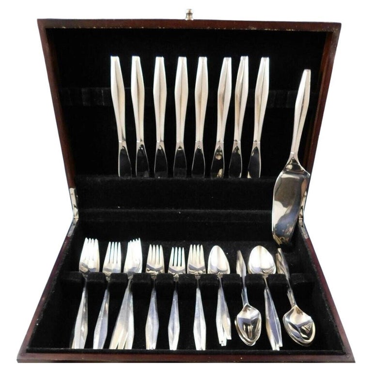 Diamond by Reed and Barton Sterling Silver Flatware Set for 8 Service 41 Pcs Ponti For Sale at ...