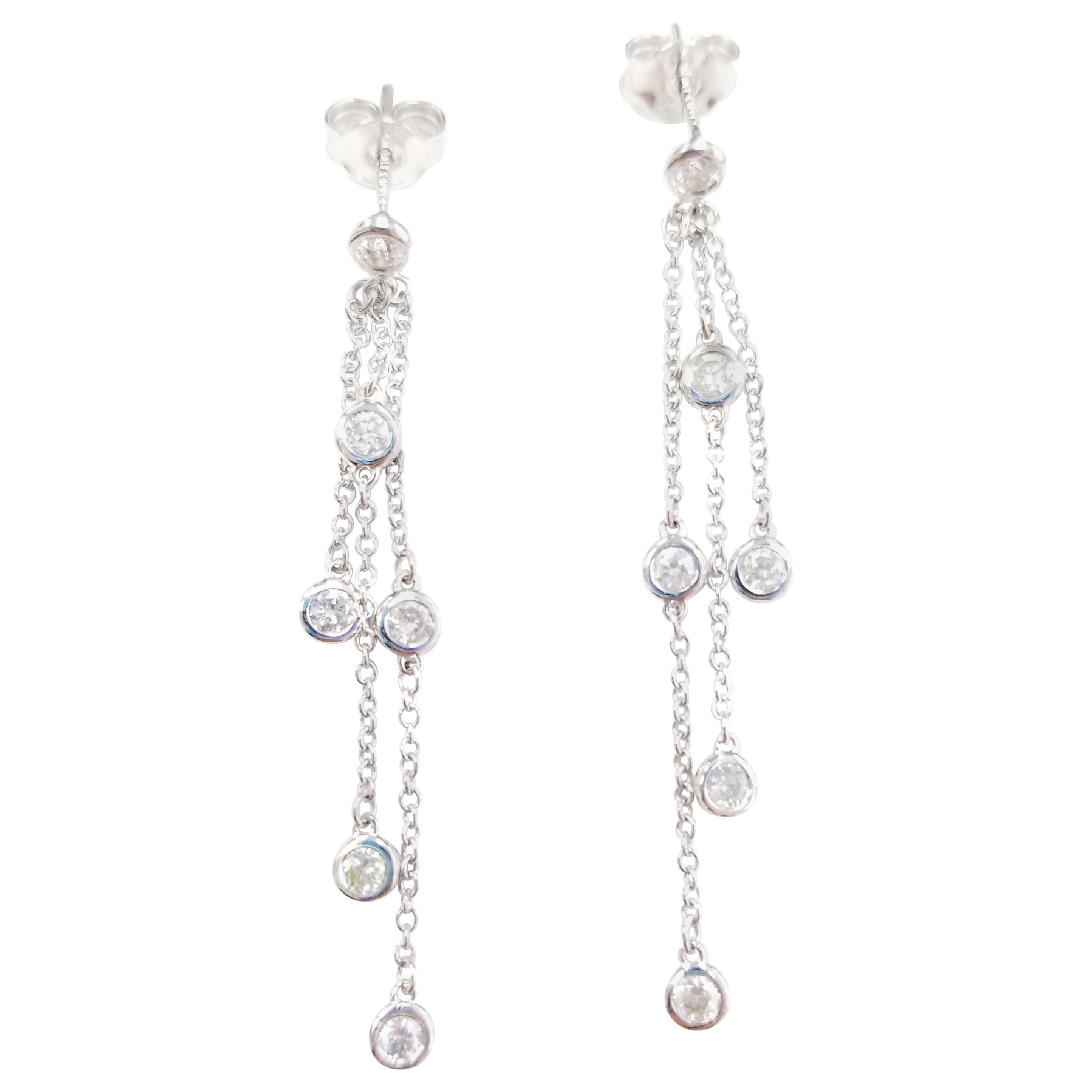 White Gold Diamonds by the Yard Earrings For Sale at 1stDibs