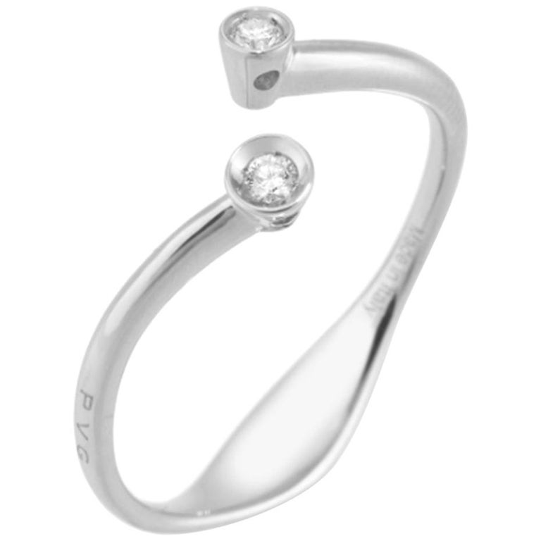 Diamond Bypass Open Split Gold Ring Estate Fine Jewelry For Sale at 1stDibs