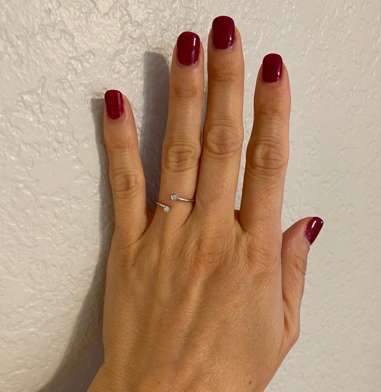 Diamond Bypass Open Split Gold Ring Estate Fine Jewelry For Sale at 1stDibs