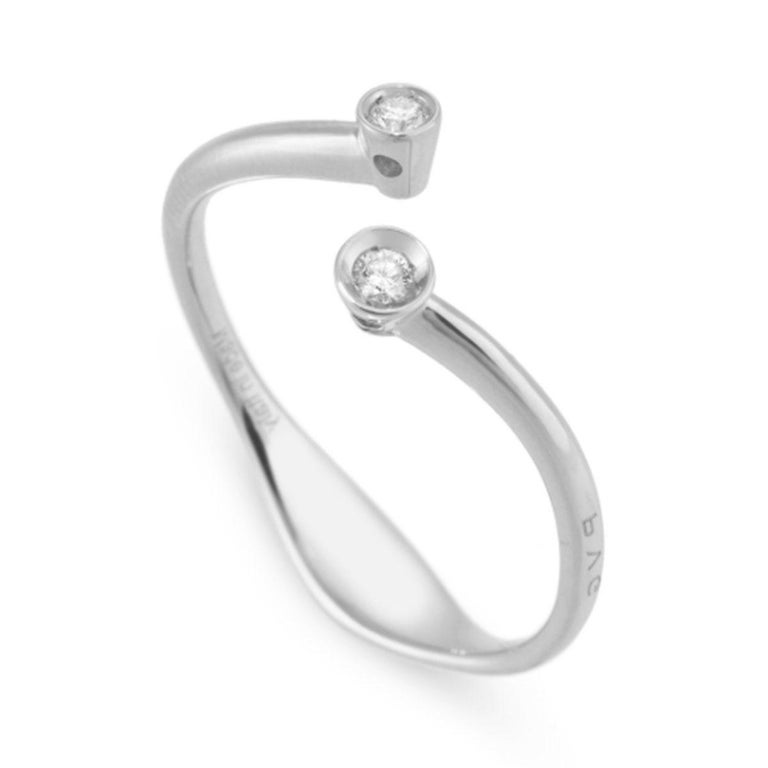 Diamond Bypass Open Split Gold Ring Estate Fine Jewelry For Sale at 1stDibs