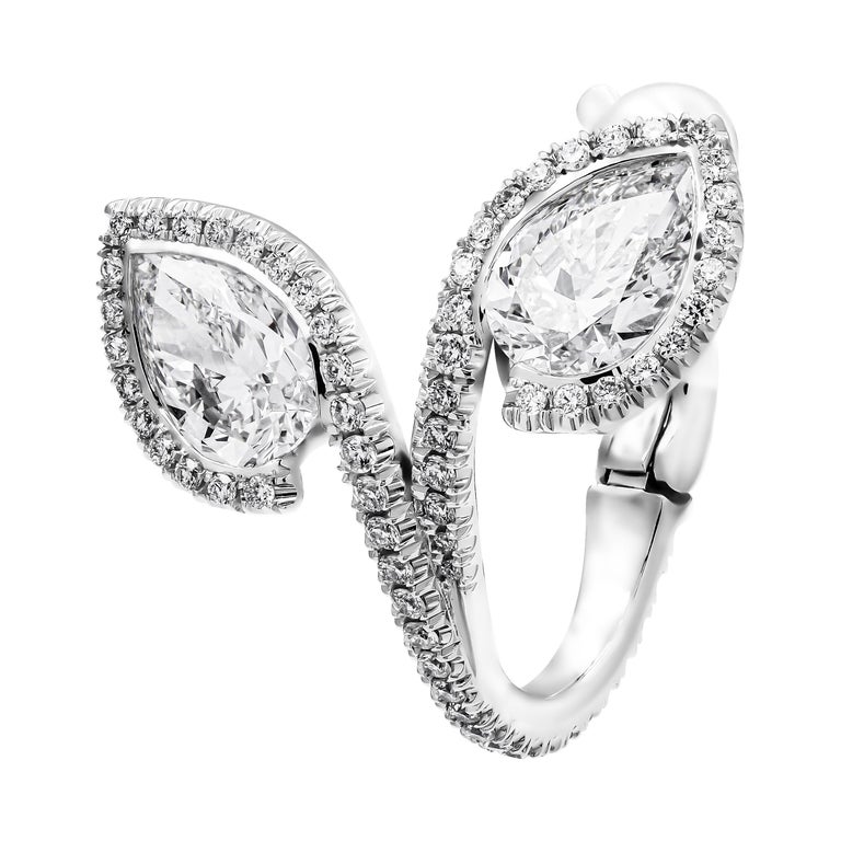 Diamond Bypass Pear Shape Hoop Earrings For Sale at 1stDibs