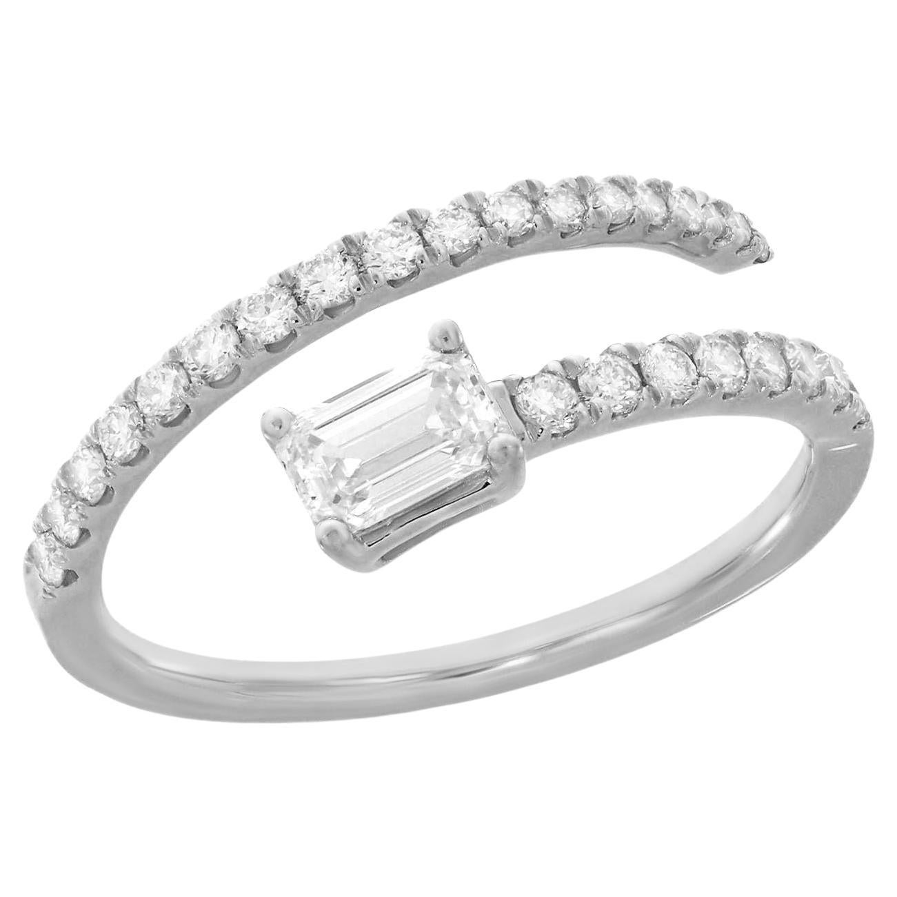 White Gold Diamond Cluster Bypass Ring - 14k Round .24ctw Flower ...