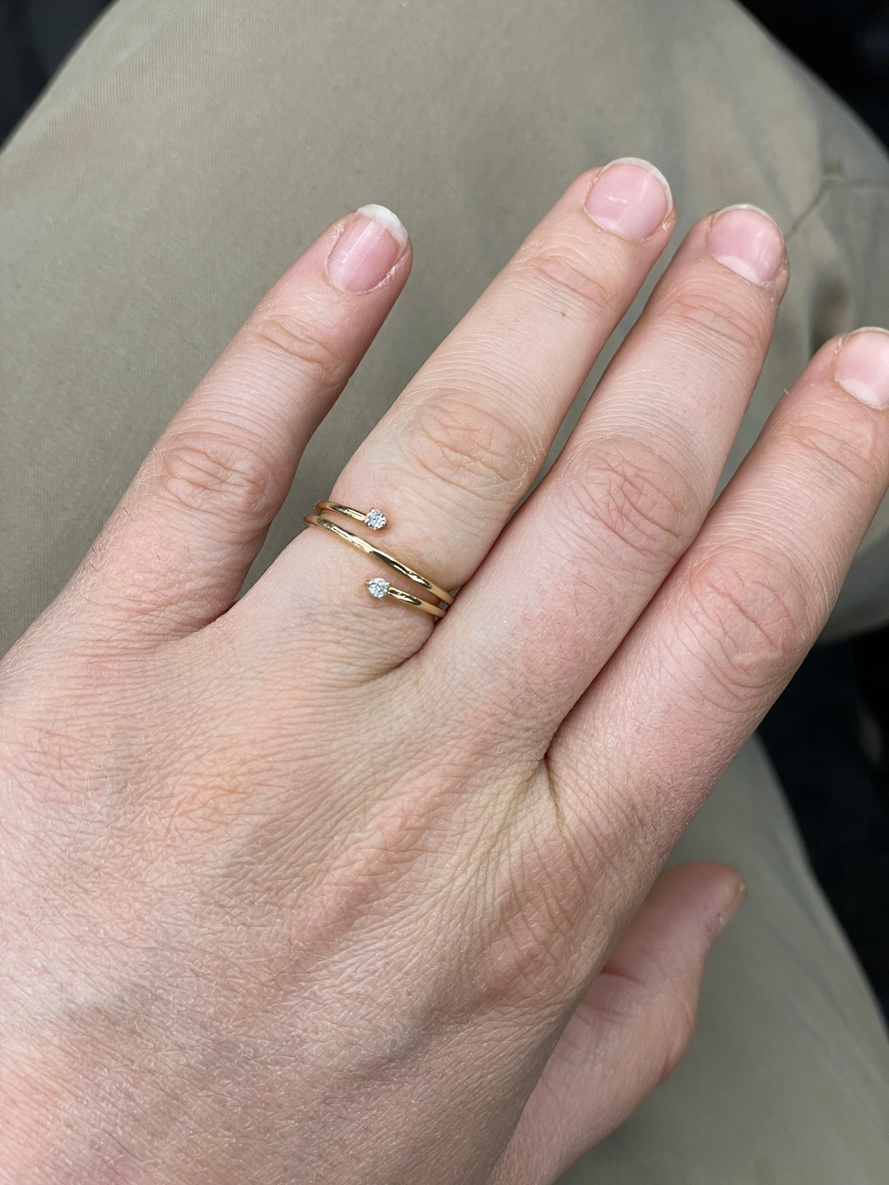 Diamond Bypass Wire Ring 0.07 Carats 14 Karat Yellow Gold For Sale at ...