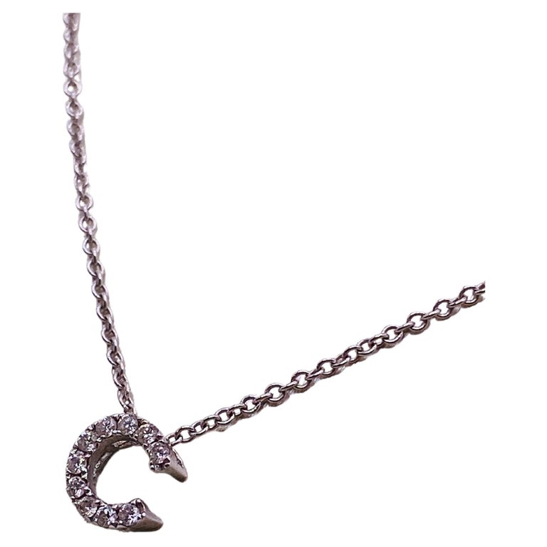 Diamond "C" Pendant Necklace For Sale at 1stDibs