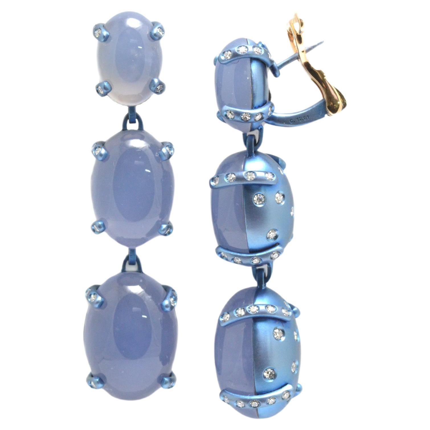 Blue Titanium Diamond 18KT Rose Gold Petals Earrings at 1stDibs ...