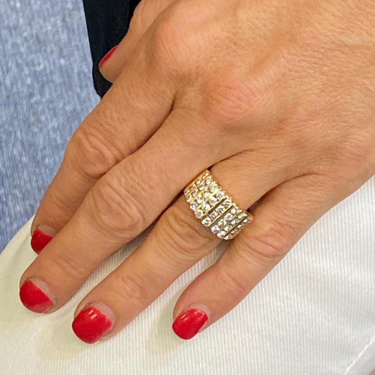 Diamond Channel Set 18 Karat Yellow Gold Band Ring For Sale at 1stDibs