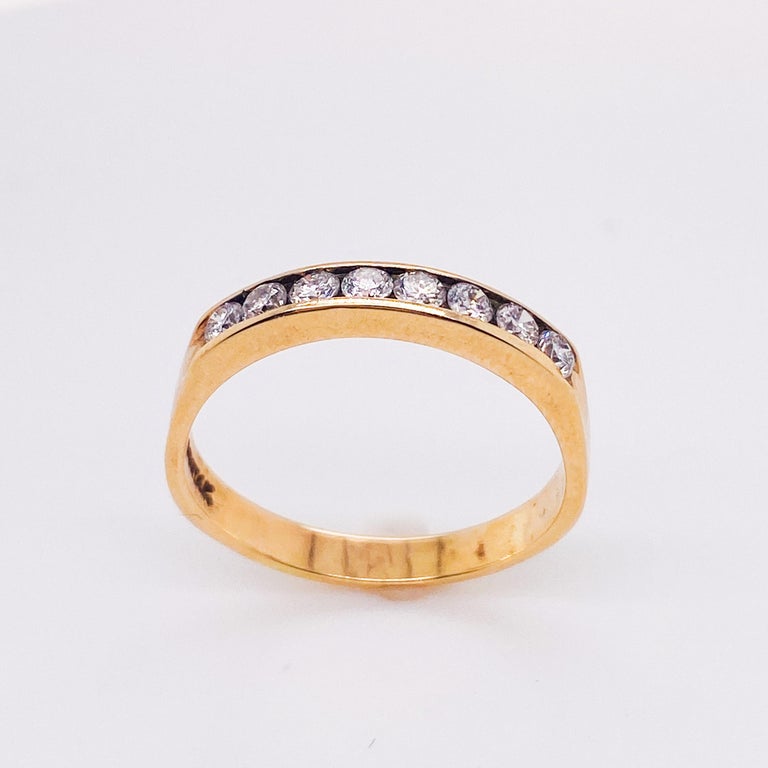 Diamond Channel Stackable Band, 0.25 Carat Diamonds, 14k Yellow Gold ...