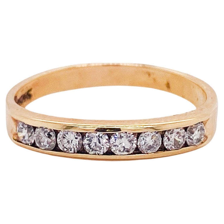 Diamond Channel Stackable Band, 0.25 Carat Diamonds, 14k Yellow Gold ...