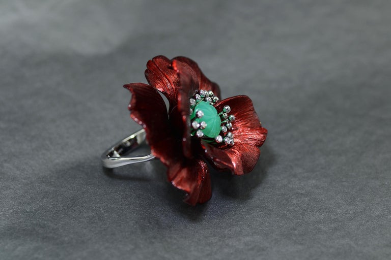 Diamond Chrysoprase Titanium Gold Handmade in Italy Poppy Made in Italy ...