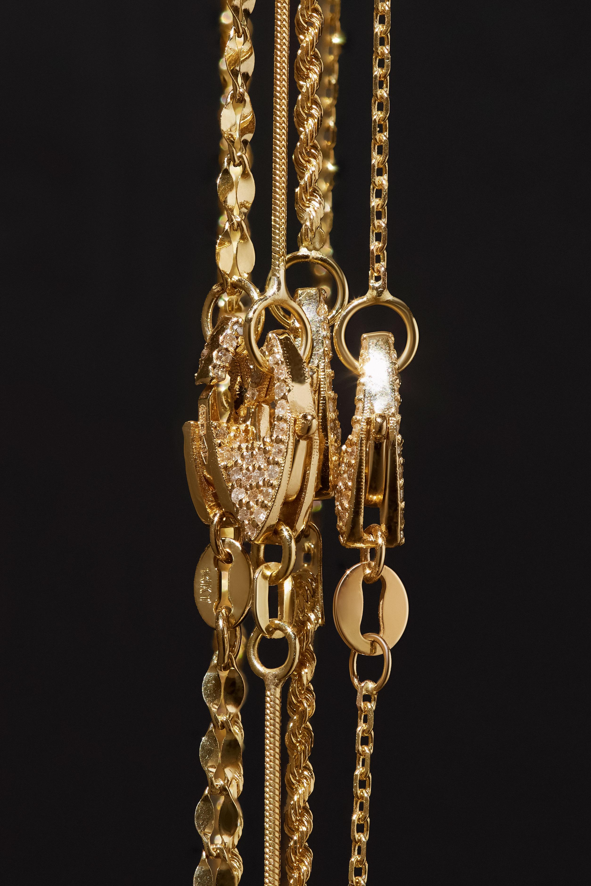 Diamond Clasp 14k Gold Rolo Chain Necklace 16” For Sale at 1stDibs ...